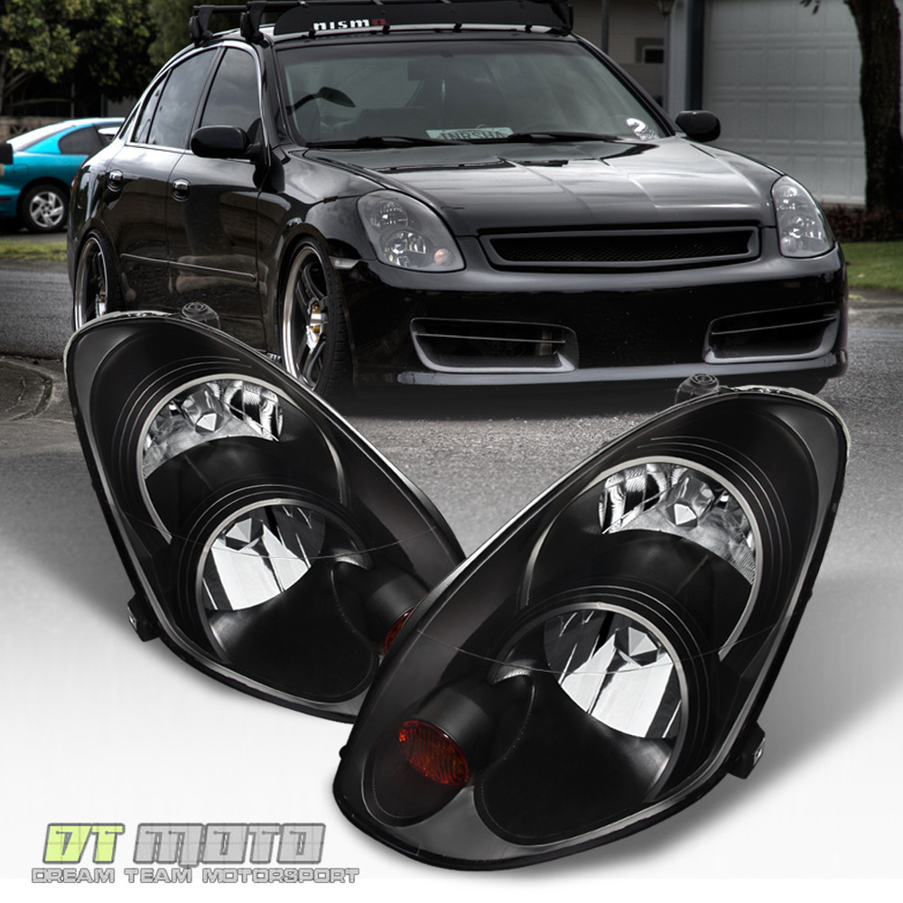 Fits [HID Model] 2005-2006 G35 Sedan G35X Headlights Black Headlamps ...