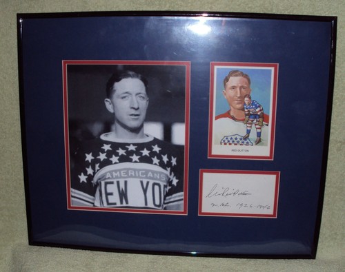 RED DUTTON HOCKEY HOF N Y AMERICANS AUTOGRAPH SIGNED FRAMED MATTED ...