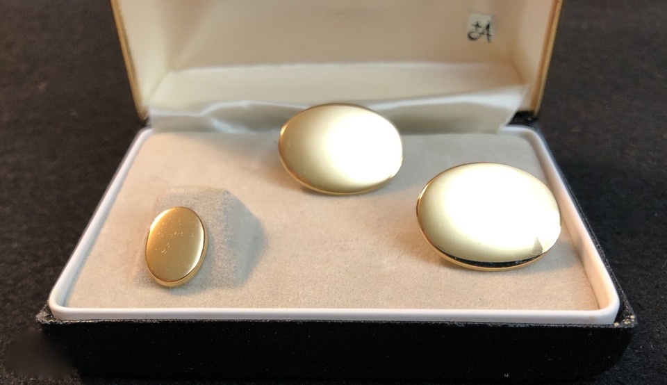 Vintage Cuff Links & Tie Tac Set Anson A+ Gold Color Original Box Made ...