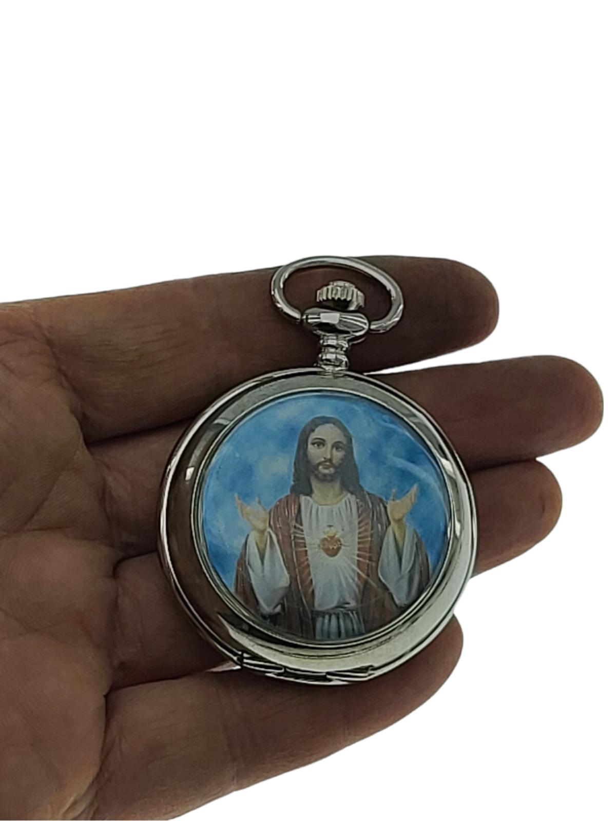 New Sacred Heart of Jesus Religious Analog Quartz White Dial Pocket ...