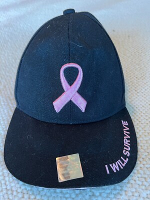 Breast Cancer Baseball Hat "I Will Survive" Black and Pink | eBay