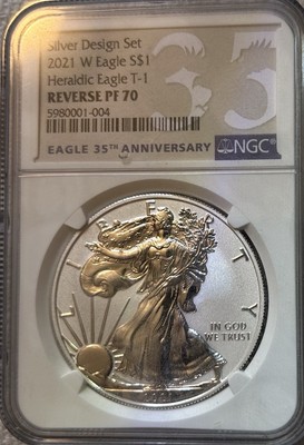 2021 W REVERSE PROOF Silver Eagle NGC PF70 S$1 Heraldic Eagle T1 | eBay