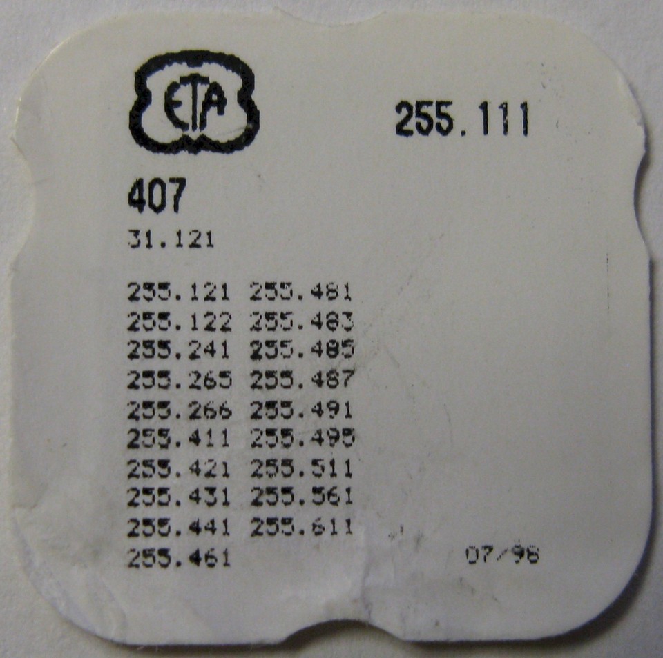 ETA 255.111 Omega 1432 Longines 157.2 watch movement part sliding ...