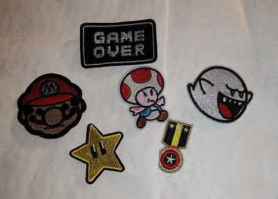 Super Mario Patches Iron-On Sew-On Boo Toad Mario Star Game OverLot of ...