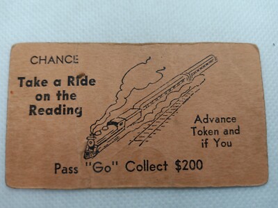 1935 Monopoly Vintage Original Rare Chance Card(Take a Ride on the ...