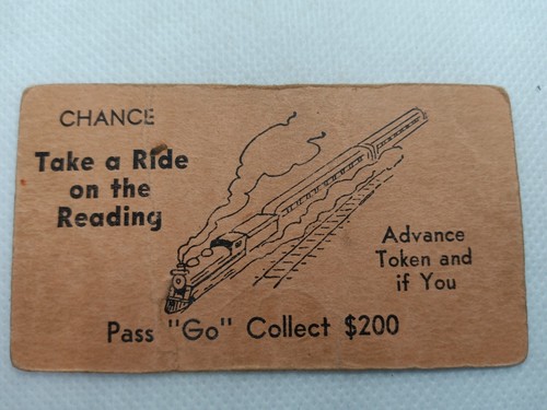 1935 Monopoly Vintage Original Rare Chance Card(Take a Ride on the ...