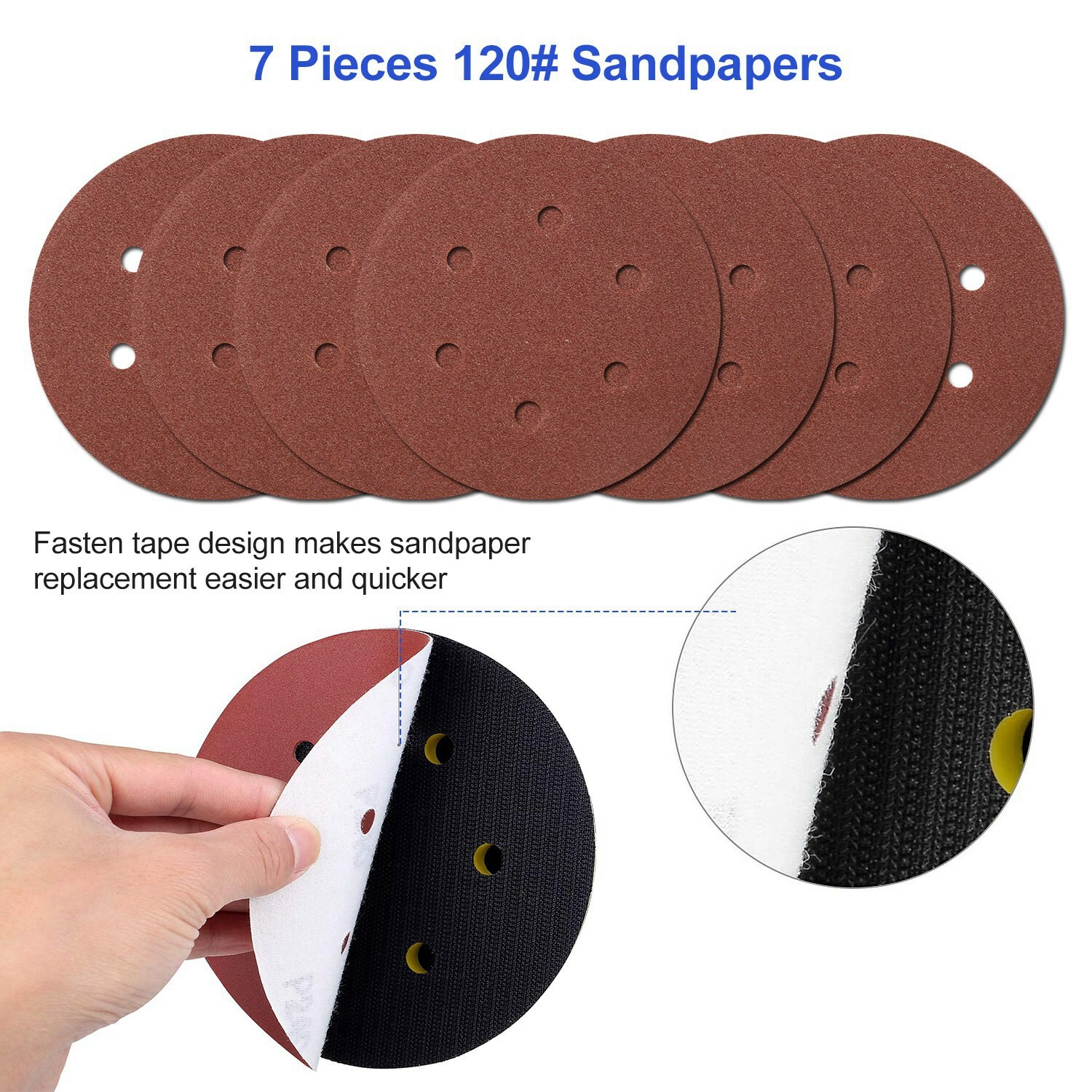 6'' Air Body Random Orbital Palm Sander DA Buffing Sanding W/ 7 Auto ...