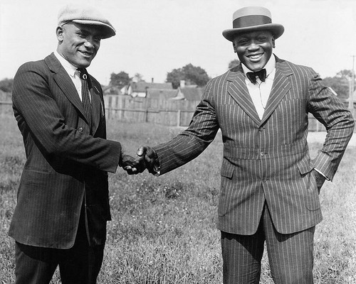 BOXERS TUT JACKSON AND JACK JOHNSON MEETING 8x10 SILVER HALIDE PHOTO ...