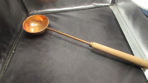 Wood Long Handled Ladle Dipper hammered Copper Rustic Cabin 21" long w ...