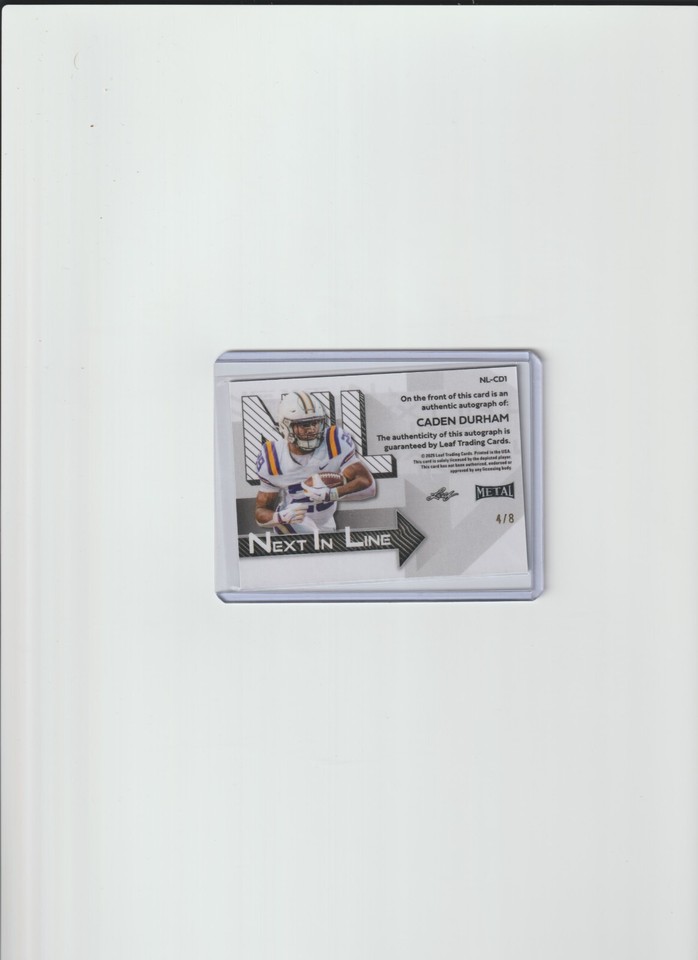 2025 Leaf Metal Autograph Next In Line Caden Durham 4/8 Auto Blue ...