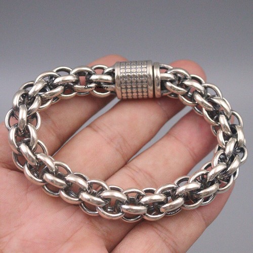 Real S925 Sterling Silver Chain Men's 12mm Toggle Link Bracelet 54.5g 8.67inch | eBay