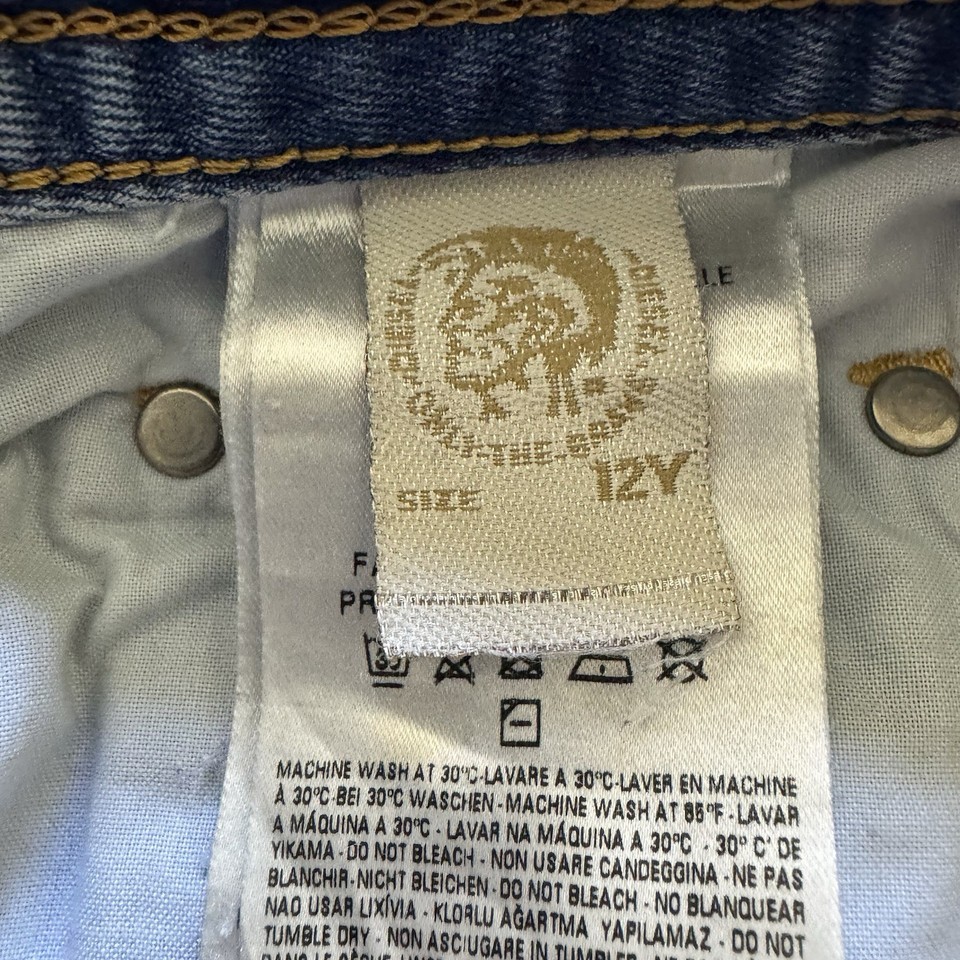 Diesel Kids Thavar Jeans Size 12 Y Slim Skinny Distressed Patches Happy ...