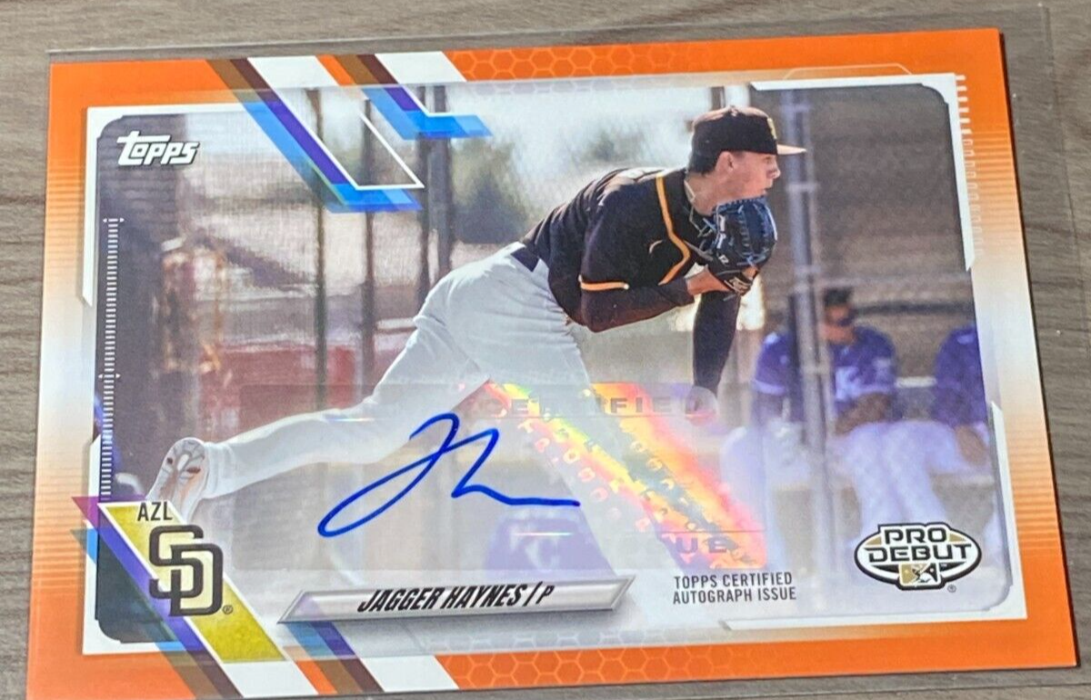 2021 Topps Pro Debut Jagger Haynes Orange Paper Auto 23/25 Padres | eBay