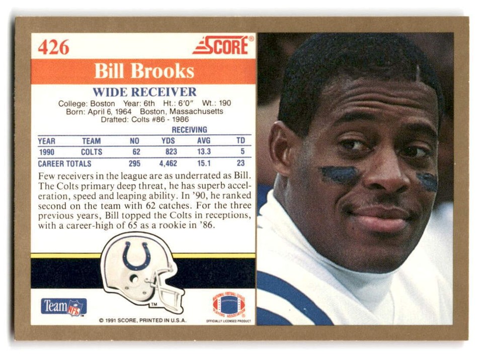 Bill Brooks 1991 Score FOOTBALL #426 Indianapolis Colts | eBay