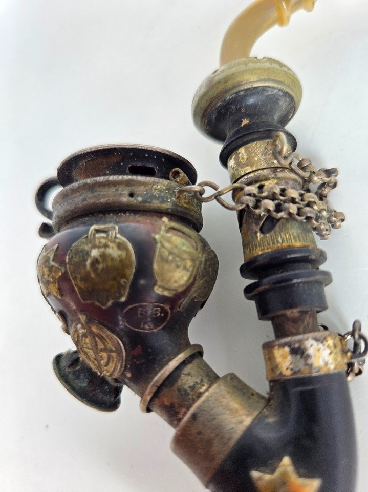 Antique WW1 German Soldier Pipe BBK Marked Military Brass Fittings RARE ...