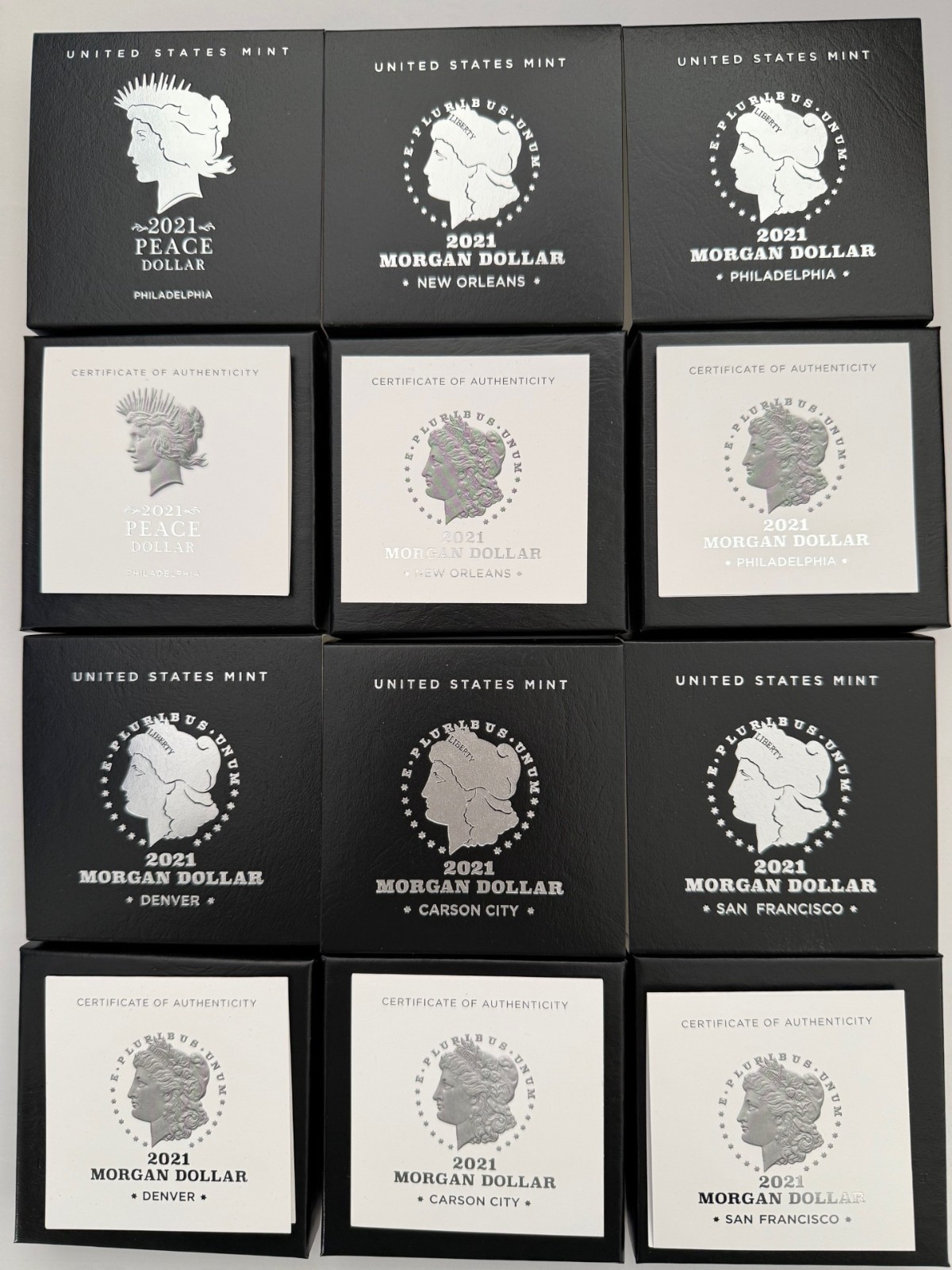 2021 Morgan and Peace Silver Dollar OGP Set with Box/COA (please note ...