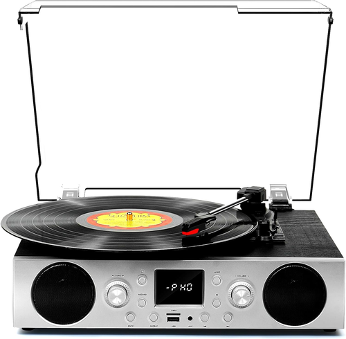 Record Player Bluetooth Stereo Speakers FM Radio USB SD Copying 33 45 ...
