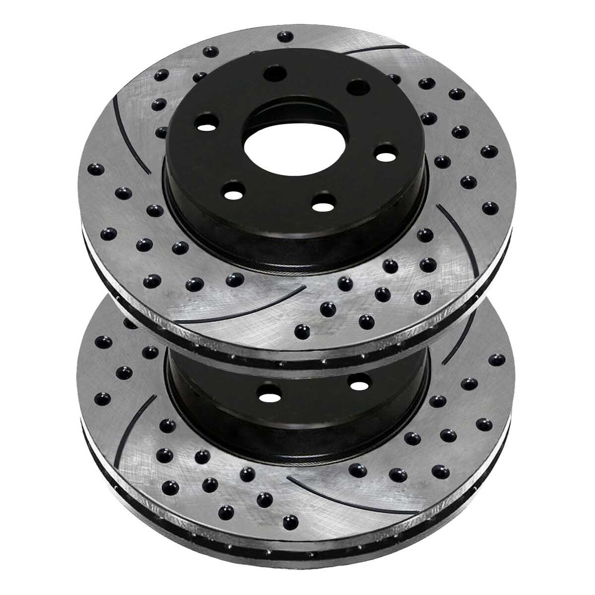 Front Drilled Slotted Brake Rotors Black Pair 2 for Chevy Silverado ...