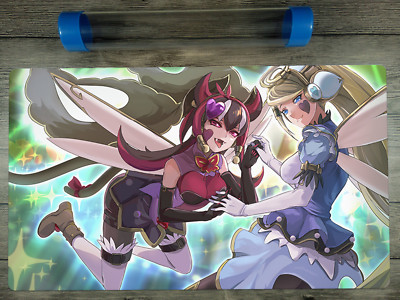 Ygomat Trickstar Holly Angel & Black Catbat Custom TCG Playmat Mat Free tube | eBay