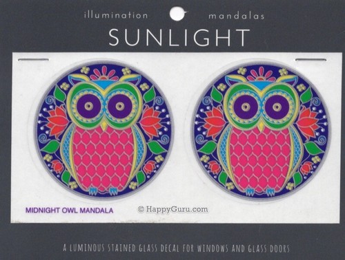 “Midnight Owl” (Twin) Sunlight Sunseal Window Sticker Decal Stain Glass ...