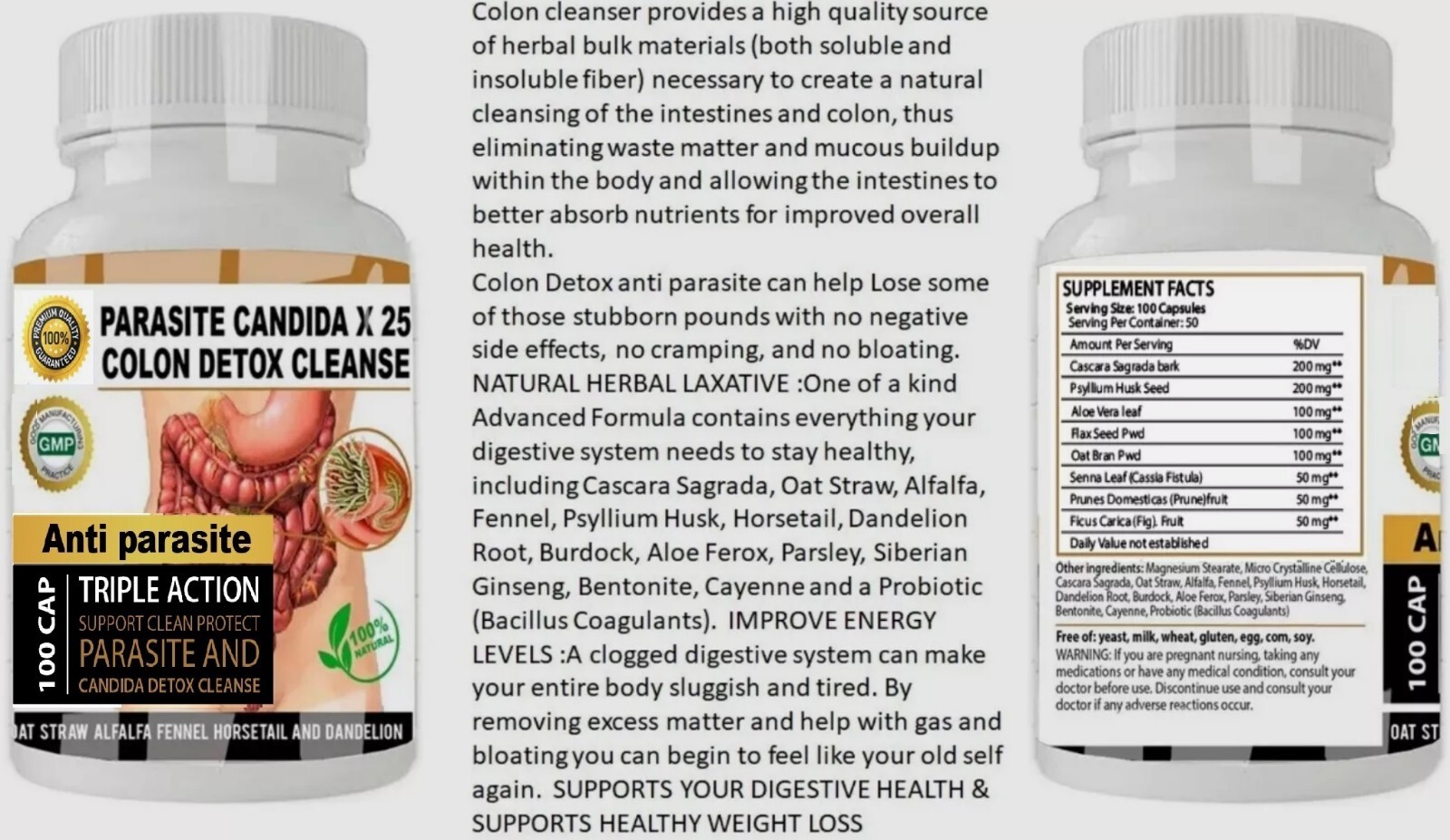 PARASITE DETOX BODY CLEANSE Complex Anti- PARASITE Support Cleanse 100 ...