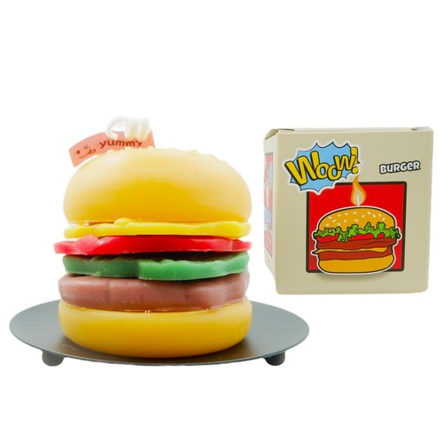 Set Of 1 Burger Scented Candle And 1 Metal Candlestickhandmade Soy ...