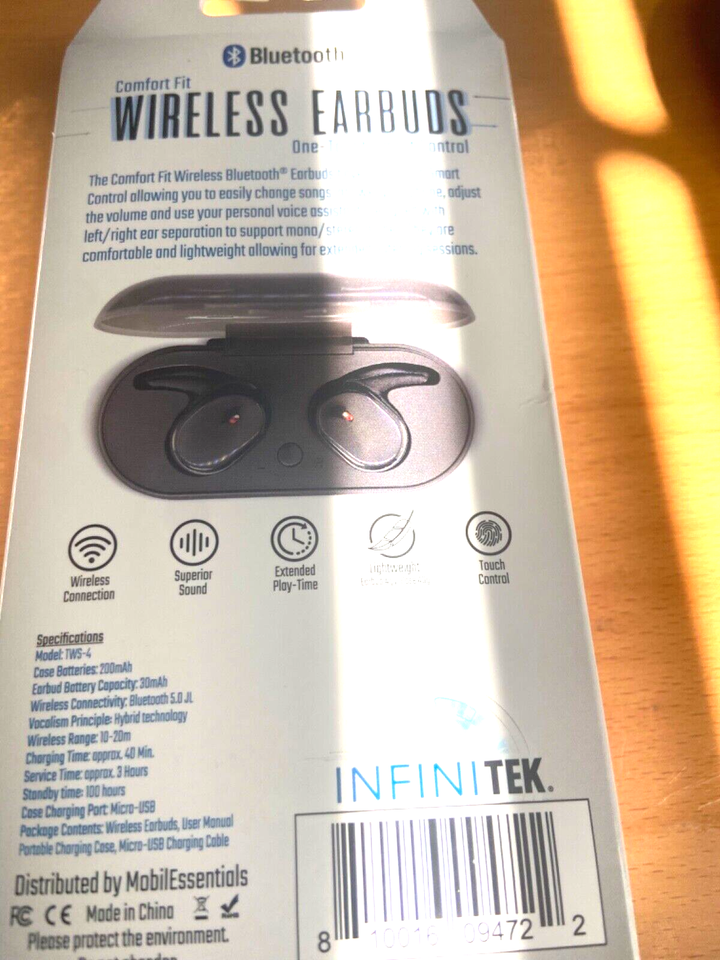 Infinitek Comfort Fit Wireless Earbuds Bluetooth Built-In Mic Micro USB ...