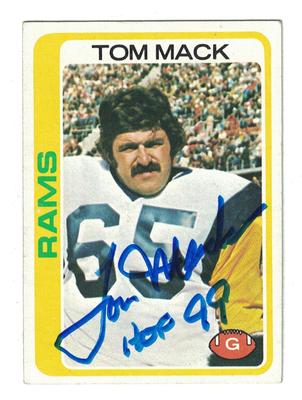 Tom Mack AUTOGRAPHED 1978 TOPPS FOOTBALL CARD SIGNED LOS ANGELES RAMS ...