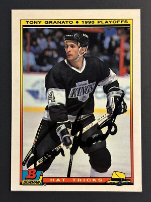 TONY GRANATO LOS ANGELES KINGS 1990 TOPPS "HAT TRICK" AUTOGRAPHED ...