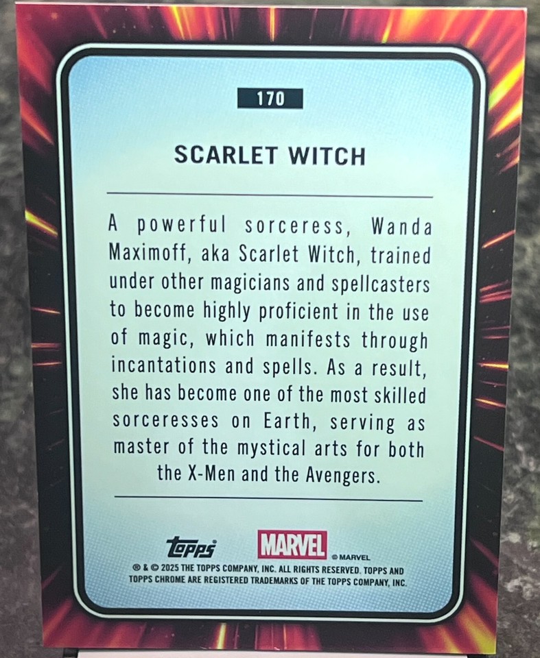 2025 Topps Chrome Marvel Scarlet Witch Red & Blue Spider Web Refractor ...