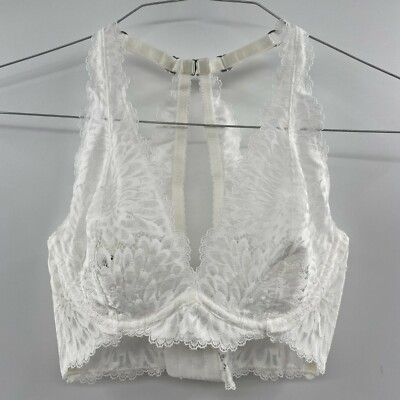 Lonely The Label Dahlia Underwire Bra Ivory Scalloped Halter Lace Strap ...