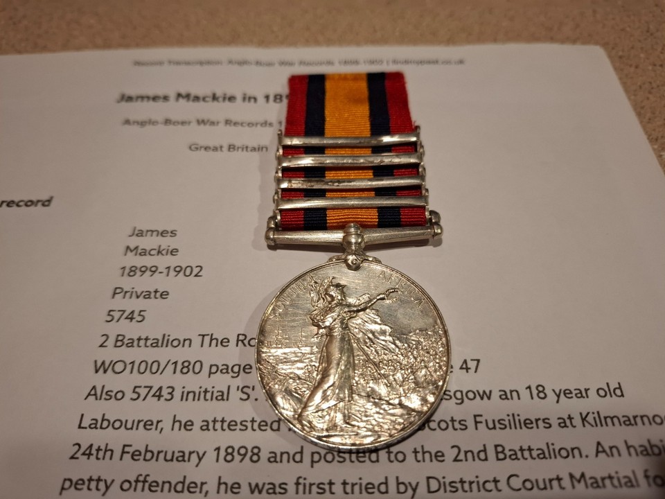 Queens South Africa Medal QSA Royal Scots Fusiliers Tugela Heights RoL CC TVL | eBay