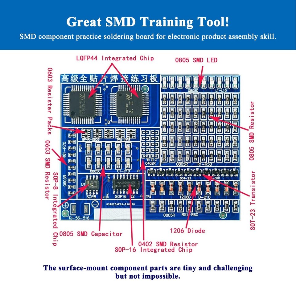 ISolderStore SMD/SMT Components Practice Board - Electronic SMD A-1PCS ...