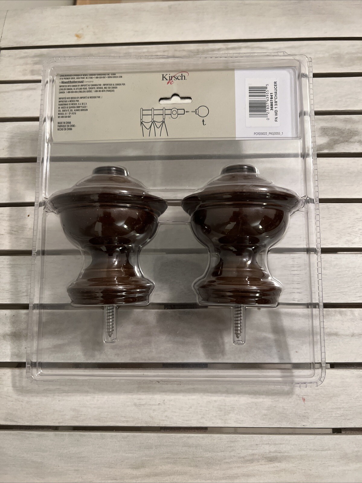 Kirsch Curtain Rod Finials 1-3/8" Wood Chaucer 2-Pack for sale online ...