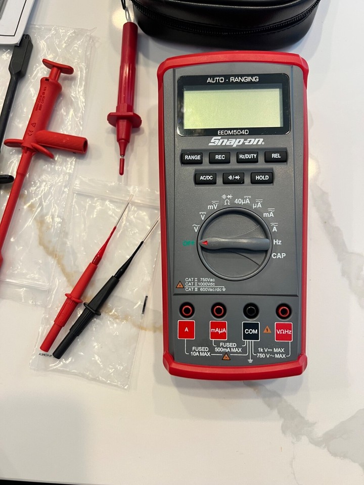 Snap On Tools EEDM504D Digital Auto Ranging Multimeter Leads Storage ...