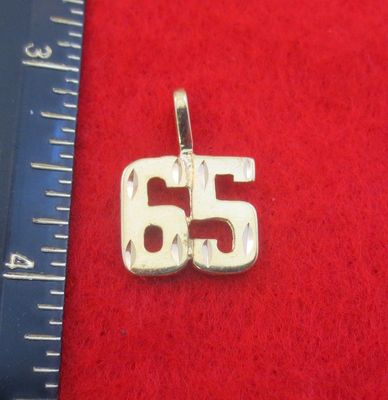 14KT GOLD EP NUMBER "65" DIAMOND CUT CHARM | eBay