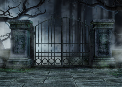 10x8ft Gothic Graveyard Gate old Withered Trees Photo Background Vinyl ...