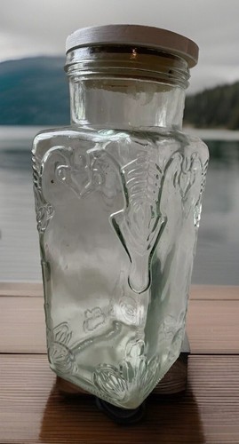Vintage Mod Depositato 11" Tall Canister Embossed Glass Painted Wood ...