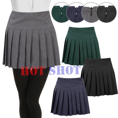 Womens Ladies Young Adults Girls Pleated Back Zip School Uniform ...