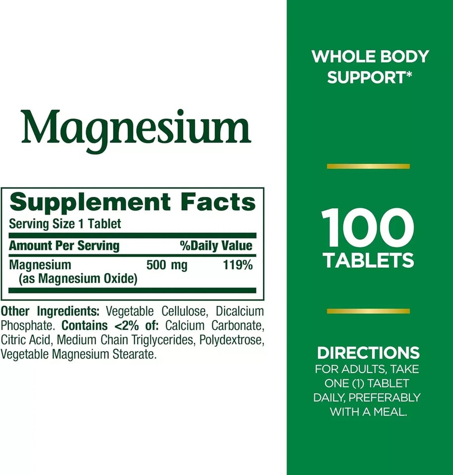 2 Pack High-potency Magnesium 500 mg 200 Tablets (2x100) For Bone ...