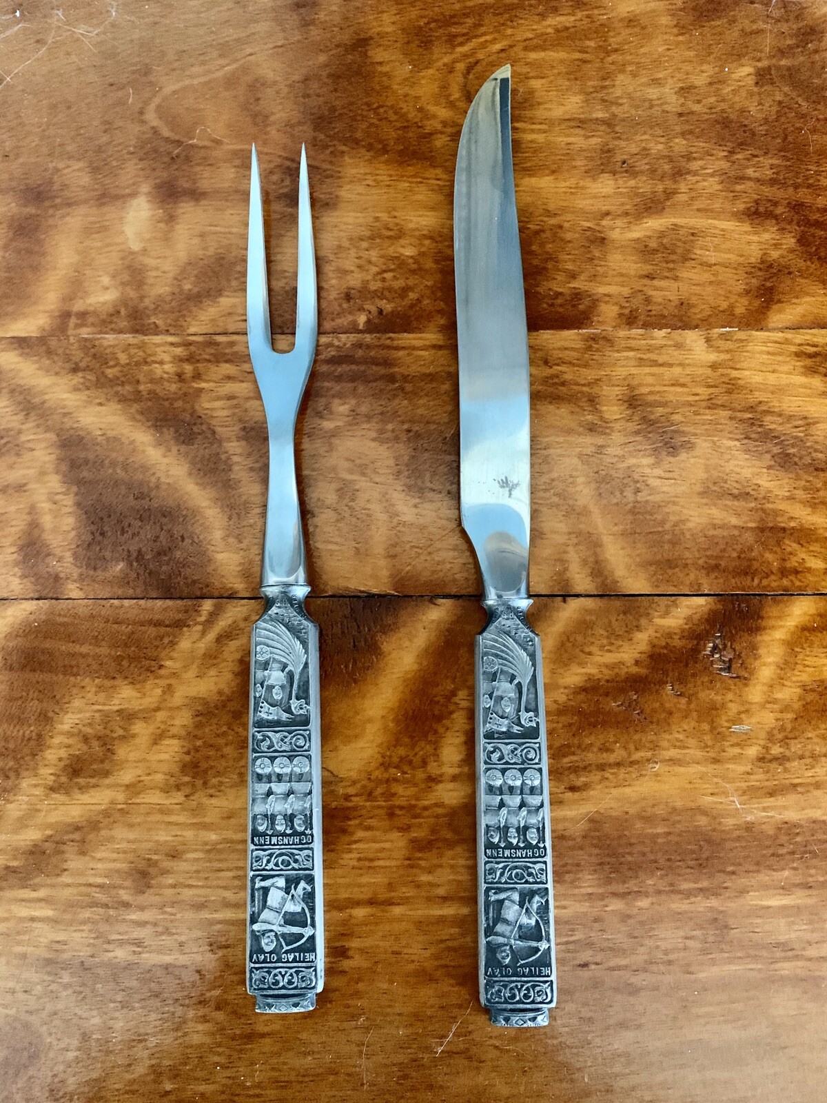 Rare Heilac Oghans Menn Norwegian Pewter Carving Set | eBay