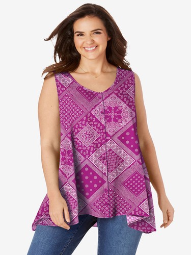 Womens Pink Sleeveless Swing Top Size 26/28 30/32 34/36 Summer Blouse ...