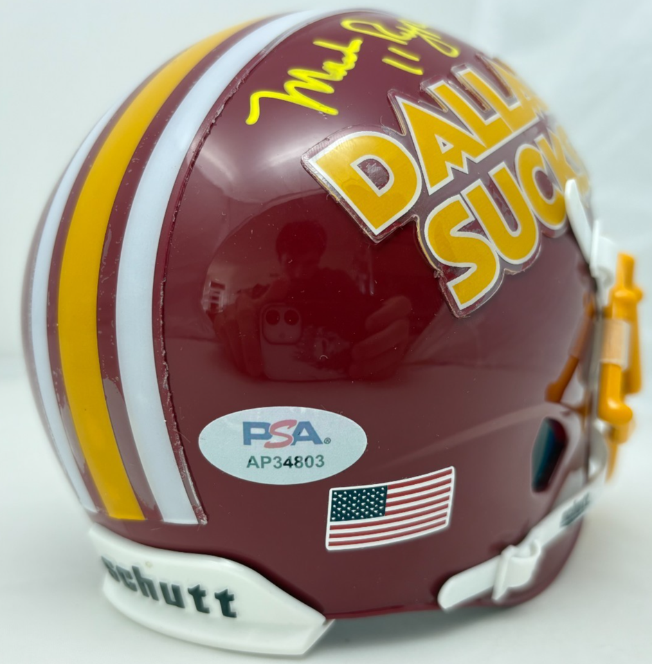 Mark Rypien Signed Dallas Sucks Custom Schutt Mini Helmet SB XXVI MVP ...
