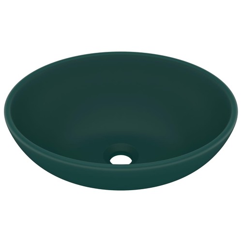 Oval Ceramic Basin Bathroom Vanity Hand Wash Sink Bowl Matt Dark Green ...