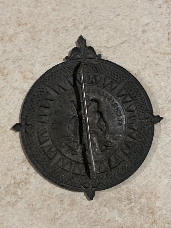 Antique St. Christopher Sun Visor Pin for Automobile Travel Protection ...