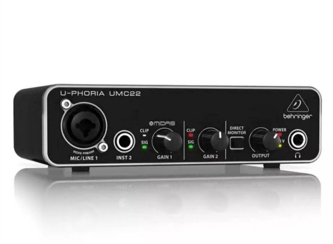Behringer u-phoria umc22 2x2 usb audio interface with midas microphone ...
