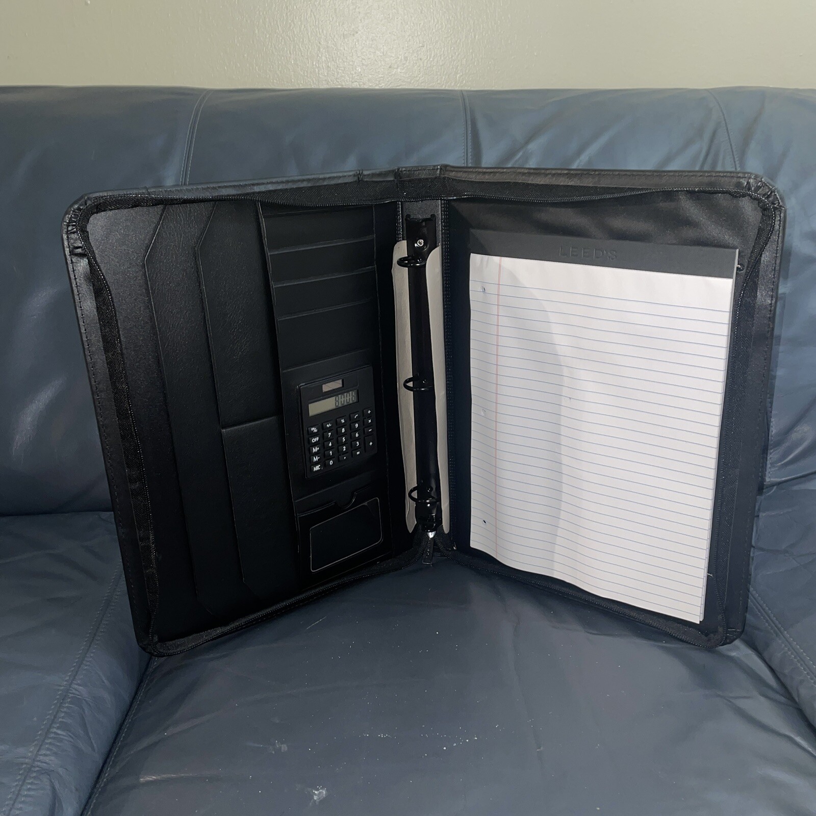 Leeds Zippered Portfolio Folder Logo Branded Binder W Calculator | eBay