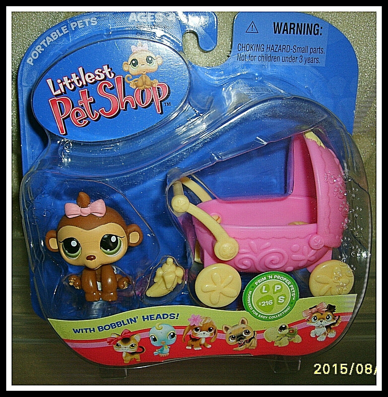 Littlest Pet Shop #216 Monkey with Carriage, Retired 2006 Release NIB ...