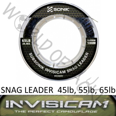 Sonik Invisicam Snag Shock Leader Fishing Line 45lb 55lb or 65lb 100m ...