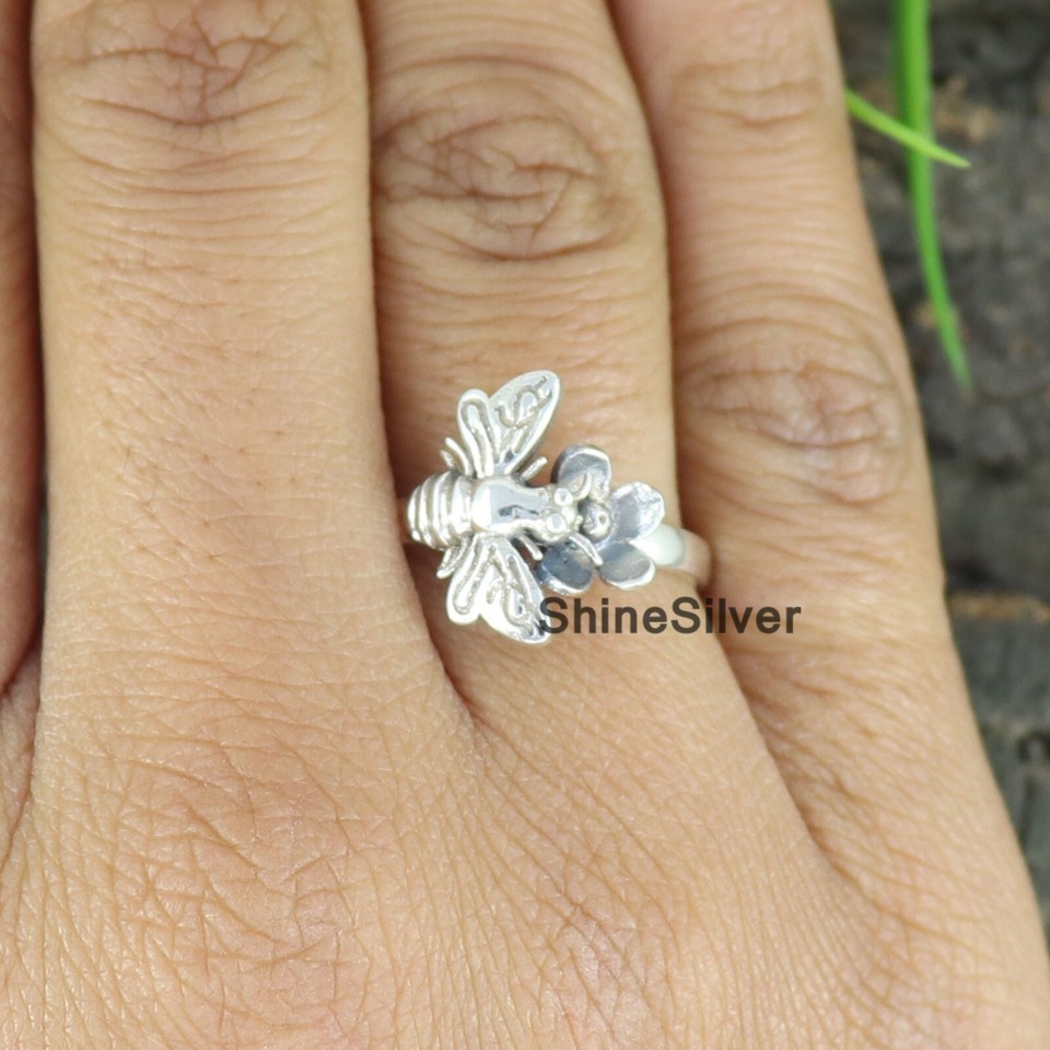 Butterfly Flower 925 Sterling Silver Boho Statement Designer Simple ...